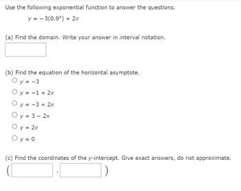 Answered Use The Following Exponential Function Bartleby