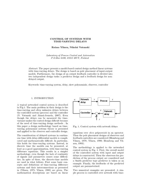 control system time varying delays pdf matrix mathematics control theory