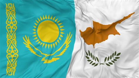 Kazakhstan And Cyprus Flags Together Seamless Looping Background