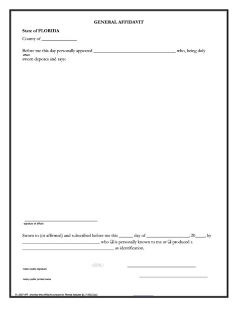 Printable General Affidavit Form