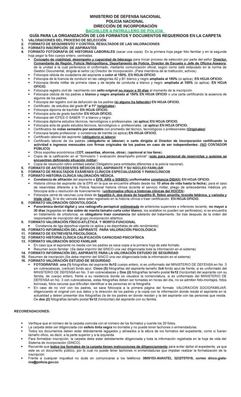GUÍA PARA LA Organización DE LOS Formatos Y Documentos Requeridos EN LA