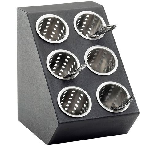 Cal Mil 2049 Classic Black 6 Cylinder Vertical Flatware Condiment Display
