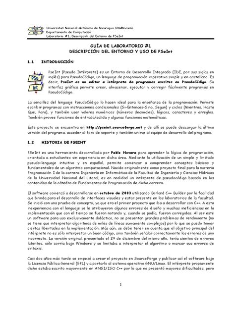 pse int pdf algoritmos lenguaje de programación