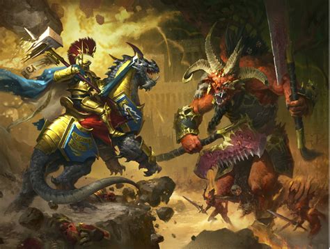 Warhammer Age Of Sigmar Artwork Stormcast Eternals Vs Skarbrand