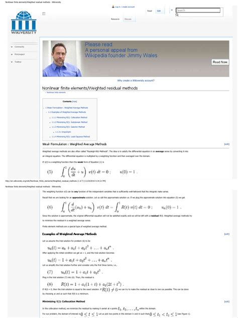 nonlinear finite elements weighted residual methods wikiversity pdf finite element