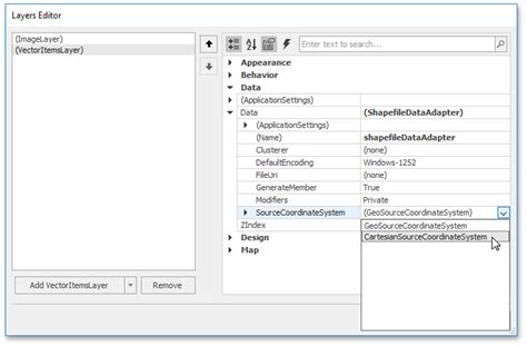 provide cartesian data to a geographical map winforms controls devexpress documentation