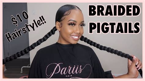 BRAIDED PONYTAIL PIGTAILS USING BRAIDING HAIR YouTube Braided