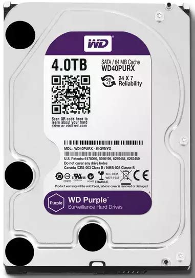 Купить Жесткий диск 3 5 WD Purple 4Тб WD40PURX цена в интернет