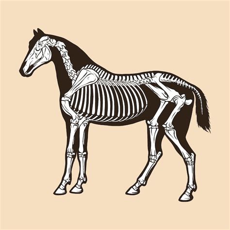 Ilustração vetorial de cavalo esqueleto Vetor Premium