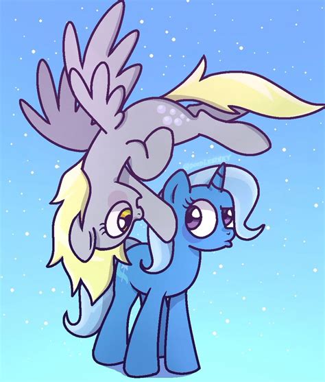 Safe Artist Doodlesinky Derpy Hooves Trixie Pegasus