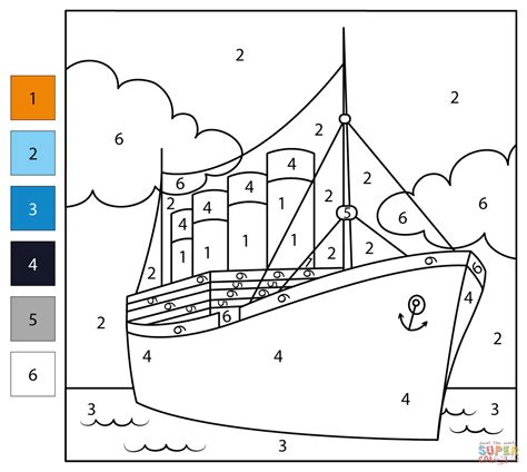 Titanic Color By Number Free Printable Coloring Pages
