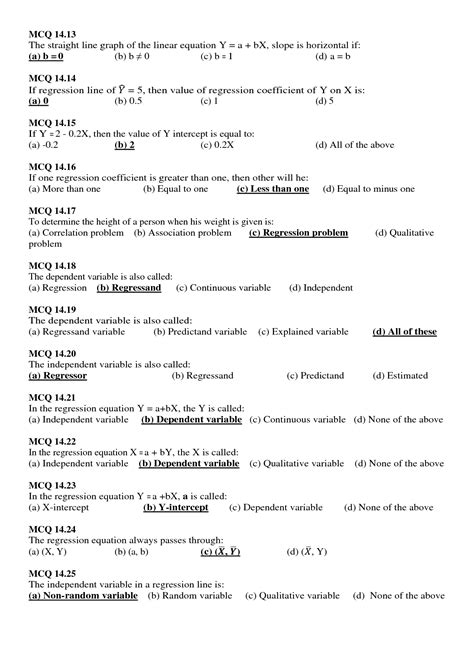 SOLUTION Mcqs Of Regression And Correlation With Correct Answers