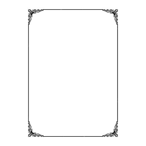Rectángulo Borde Línea Negro Floral Ornamento Esquina PNG Borde Del