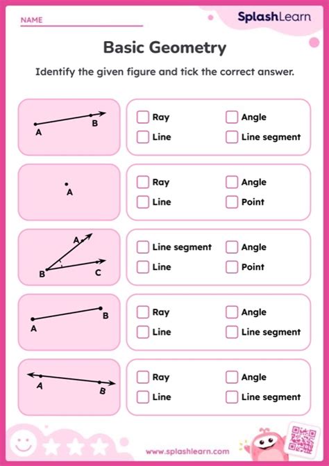 Recognize Points Lines Line Segments Rays Angles Worksheet