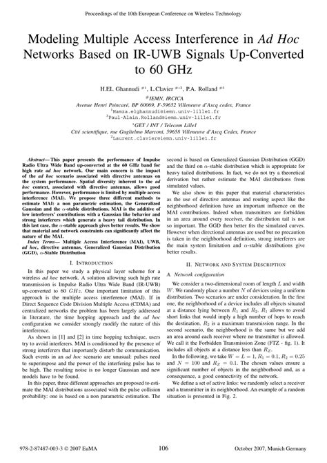 pdf modeling multiple access interference in ad hoc networks based on ir uwb signals up