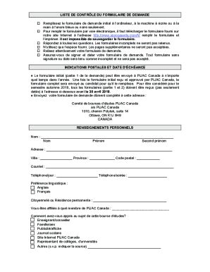 Fillable Online Formulaire Initial De La Demande De Bourse Dtudes De