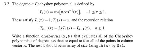 solved 3 2 the degree n chebyshev polynomial is defined by