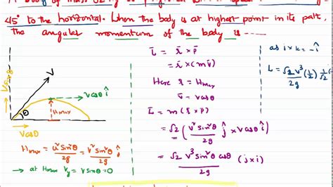 angular momentum of a particle at maximum height motion in a straight line for jee and neet