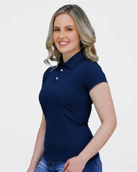 Camisa Polo Azul Marinho Feminina Lasfer Store Moda Básica e