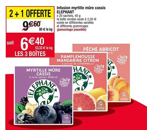 Promo Infusion Myrtille Mûre Cassis Elephant chez Cora iCatalogue fr