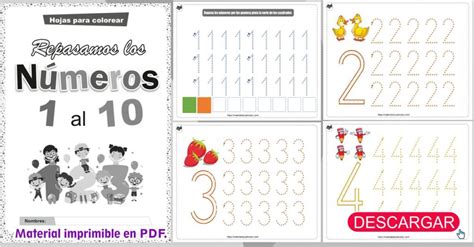 Repasamos los números del 1 al 10 fichas para preescolar