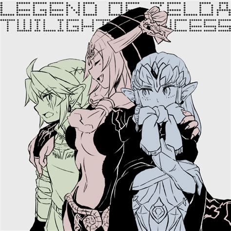 Link Princess Zelda Midna And Midna The Legend Of Zelda And 1 More Drawn By Sunagimo