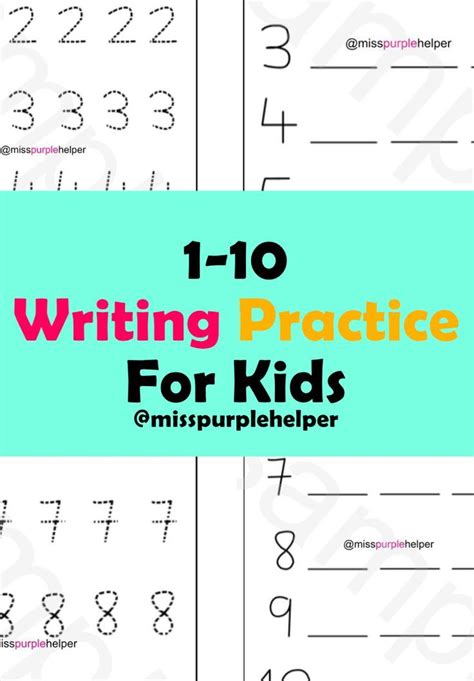 4 Printable Number Tracing Worksheets Maths Educational Resource 1 10