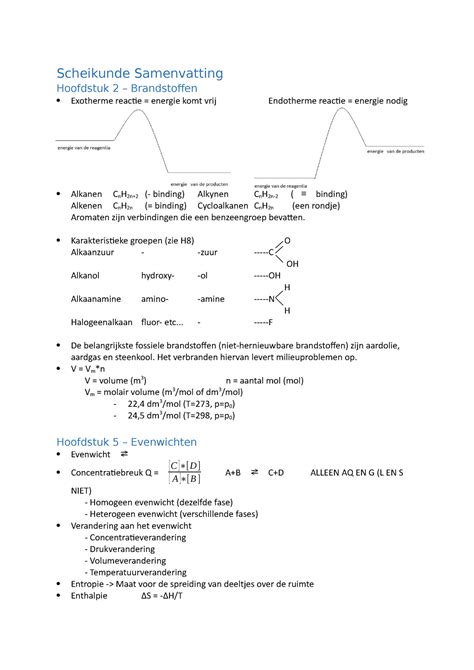 Samenvatting Examenstof VWO Scheikunde Samenvatting Hoofdstuk 2