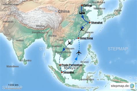 StepMap Asien Reise Landkarte für Asien