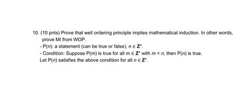 solved 10 10 pnts prove that well ordering principle