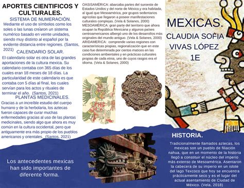 Triptico MEXICAS CLAUDIA SOFIA VIVAS LÓPEZ 1E Tradicionalmente