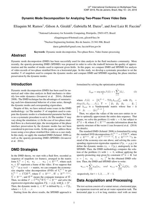 pdf dynamic mode decomposition for analyzing two phase flows video data
