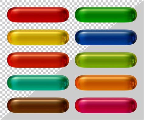 Premium PSD Set Of Round Rectangle Shape Buttons In 3d Render
