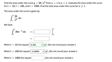 solved find the area under the curve y 29 x from x 1