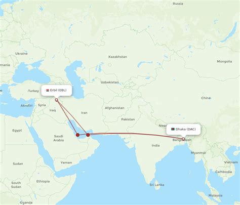 All Flight Routes From Erbil To Dhaka EBL To DAC Flight Routes