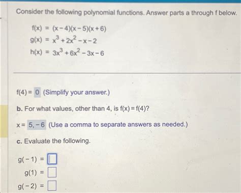 solved consider the following polynomial functions answer