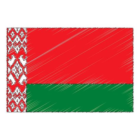 Croquis Dibujados A Mano Bandera De Bielorrusia Icono De Vector De