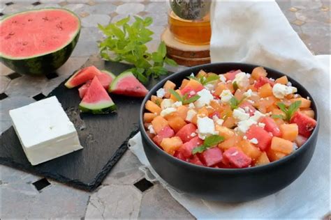 Salade roquette melon pastèque feta et menthe Happy papilles