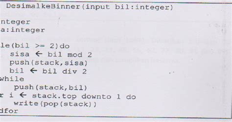program java konversi bilangan desimal ke biner metode stack dhanjunkie21