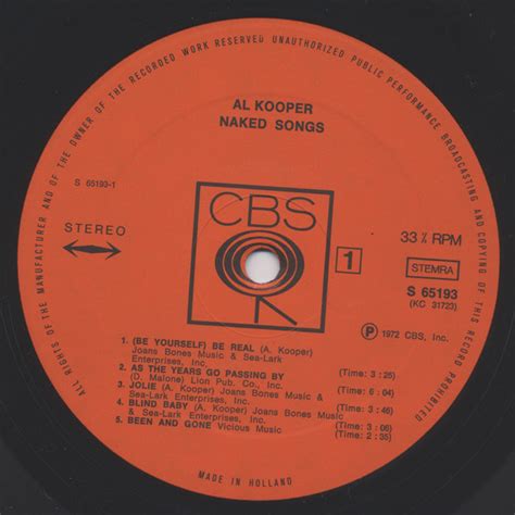 Al Kooper Naked Songs Vinyl Pussycat Records