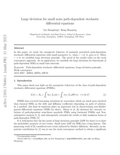 pdf large deviation for small noise path dependent stochastic differential equations