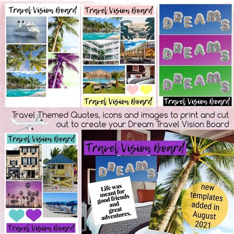 Travel Goals Vision Board Kit Printable Vision Board Quotes Etsy