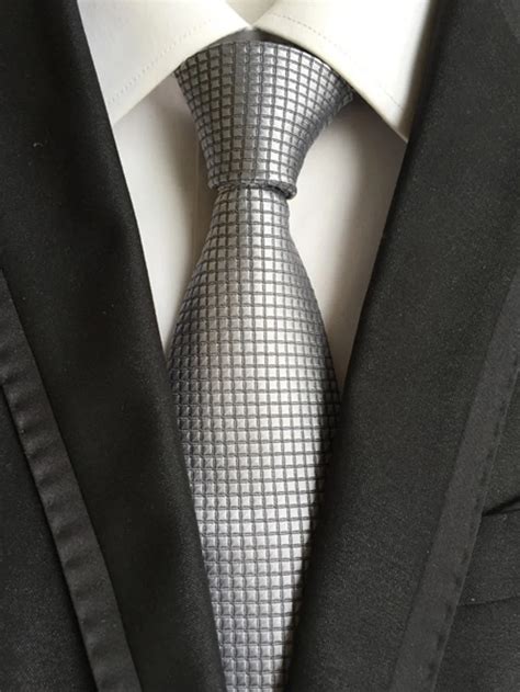 2016 Free Shipping Brand New Classic Solid Silver Ties For Men Silk