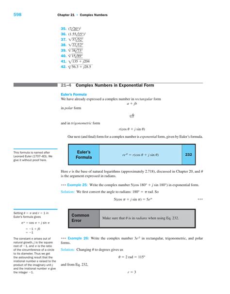 598 21 4 complex numbers in exponential form euler`s formula