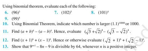 using binomial theorem evaluate each of the following 6 96 3 7 102