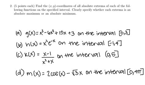 solved 2 5 points each find the x y coordinates of all