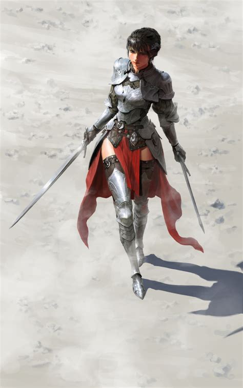 Safebooru 1girl Absurdres Armor Bangs Black Hair Blue Eyes Breastplate Dual Wielding Faulds