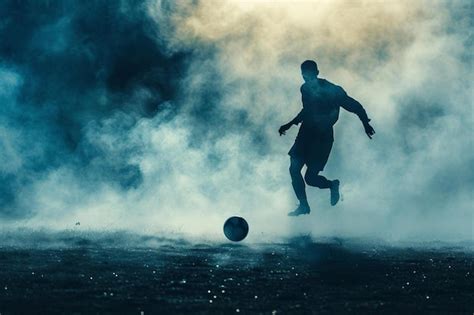 Premium Photo A Man Kicking A Soccer Ball On A Field