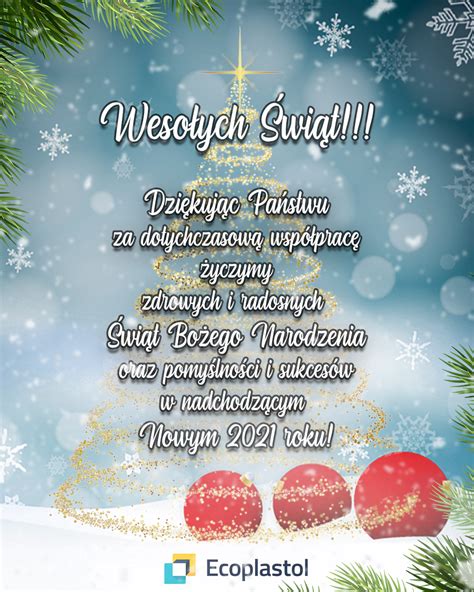 Weso Ych Wi T Bo Ego Narodzenia Oraz Szcz Liwego Nowego Roku Ecoplastol