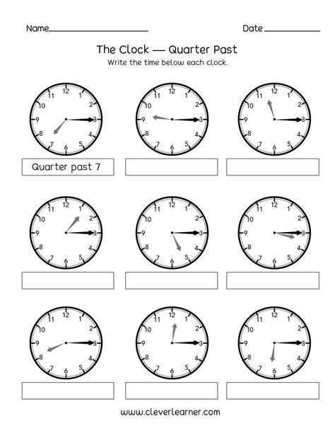 Quarter Past And Quarter To Worksheets